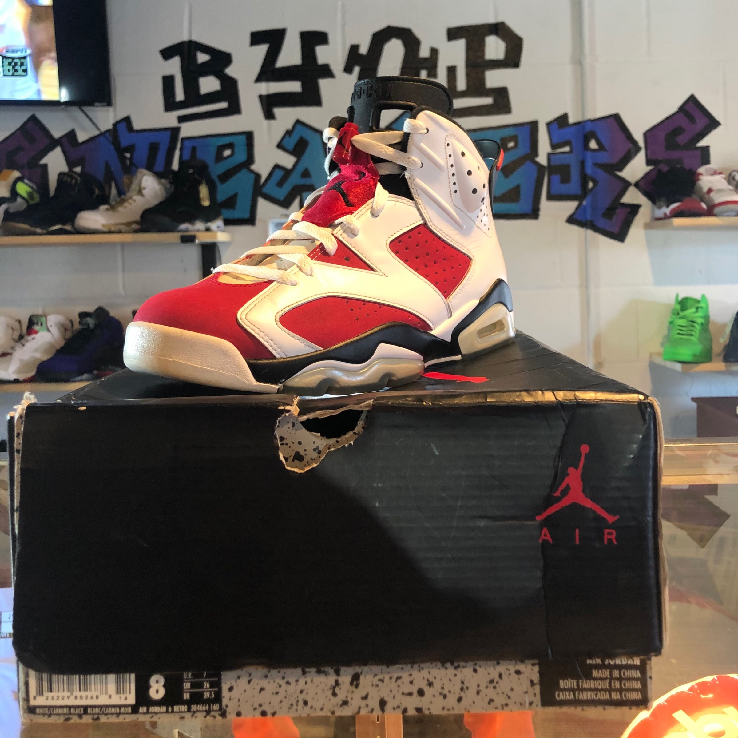 Retro 6 Carmine On Feet